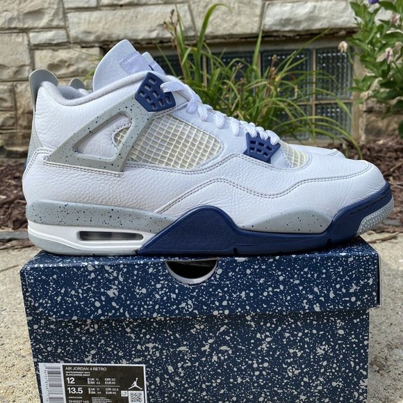 Shoes | Air Jordan 4 Retro Midnight Navy Size 12 White Cement Rare Aj4 ...